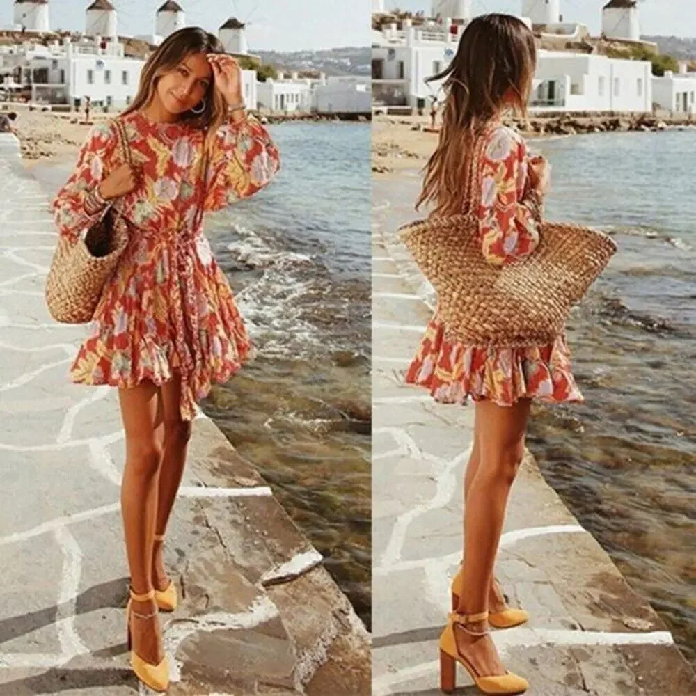 RHODE | Dresses | New Rhode Resort Long Sleeve Tie Waist Ella Floral ...